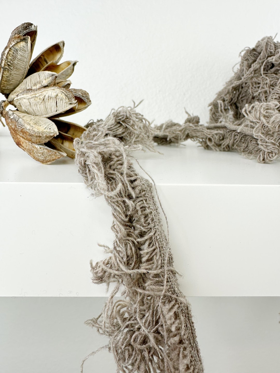 Recycled Yarn . Soft Frayed Edge Yarn . Weaving Supplies . Natural ...