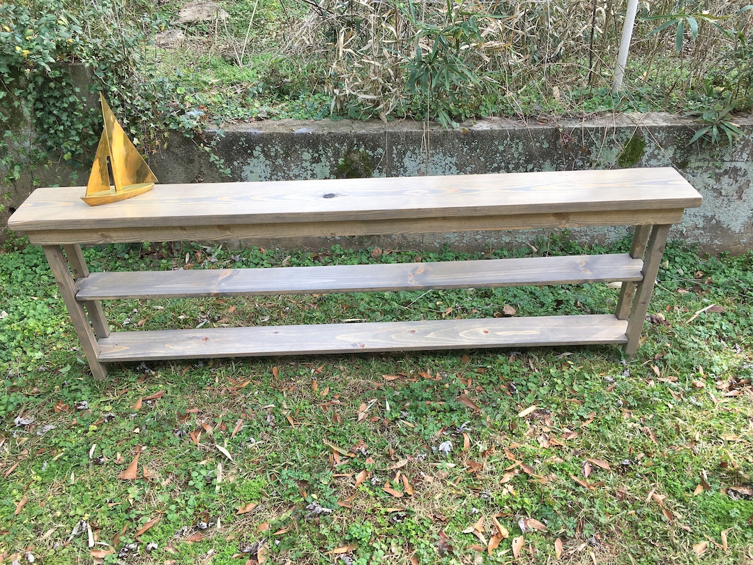 84" Rustic Console Table Extra Narrow 2 Shelves Sofa Table Entryway ...