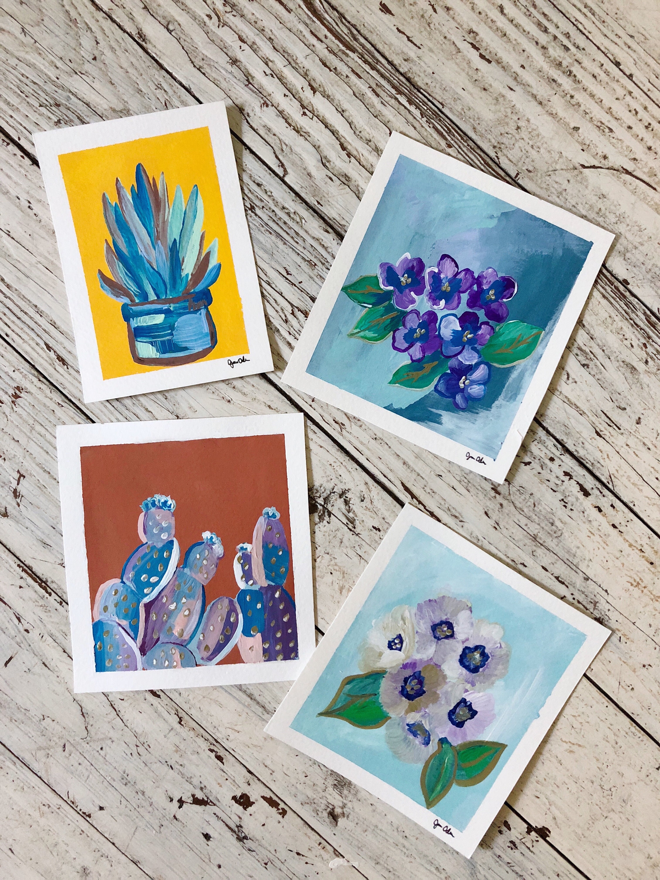 Blue Violet Flower Original Painting - Etsy