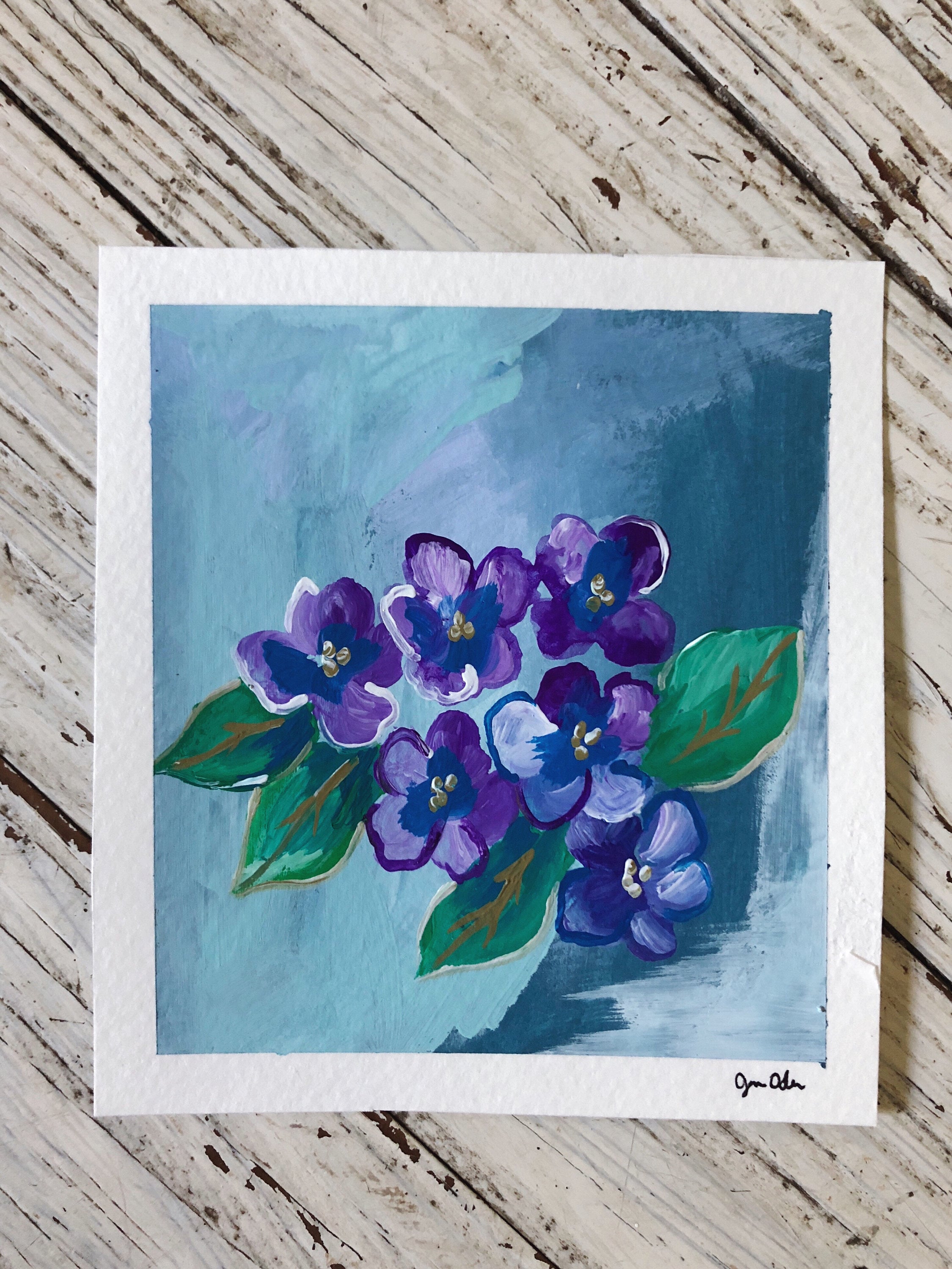 Blue Violet Flower Original Painting - Etsy