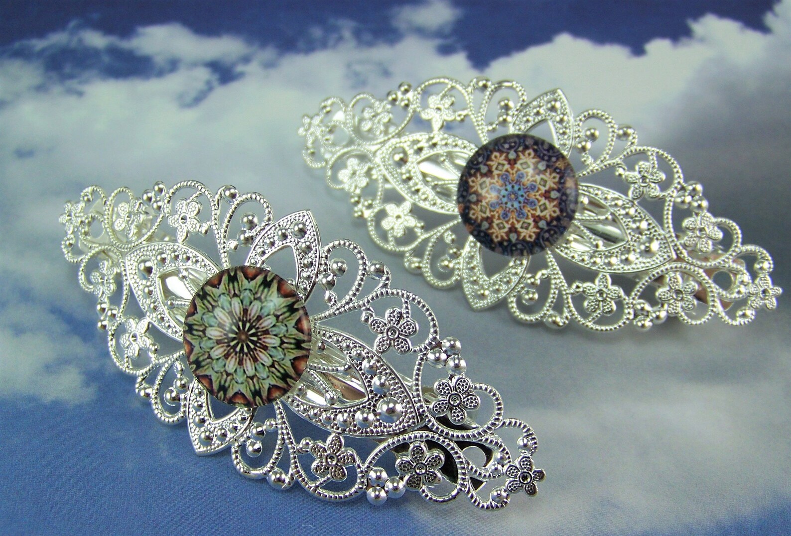 Hair Barrette, Filigree Barrette, Silver Barrette, Hair Clasp, French ...