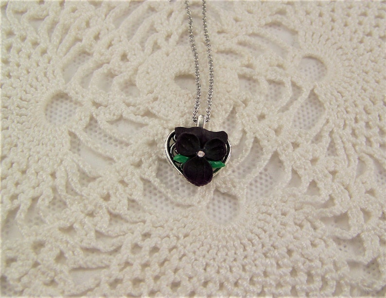 Purple Violet Necklace Violet Necklace Heart Necklace - Etsy