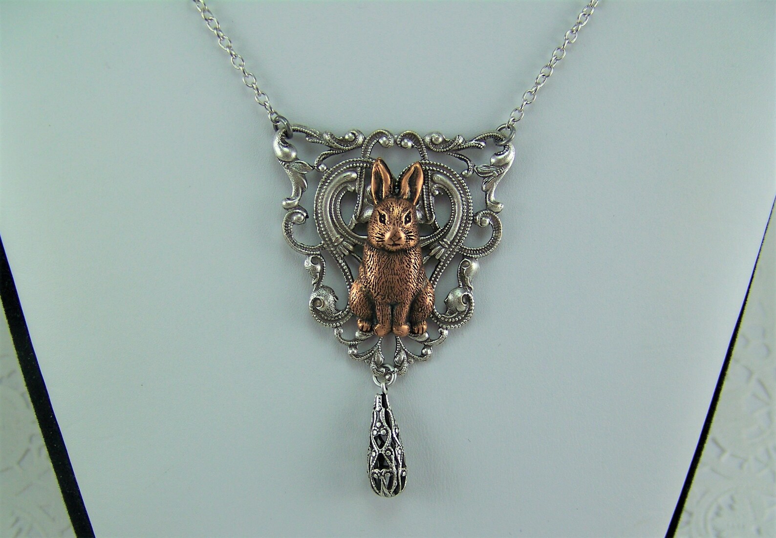 Rabbit Necklace, Bunny Necklace, Filigree Necklace, Peter Rabbit, Peter ...