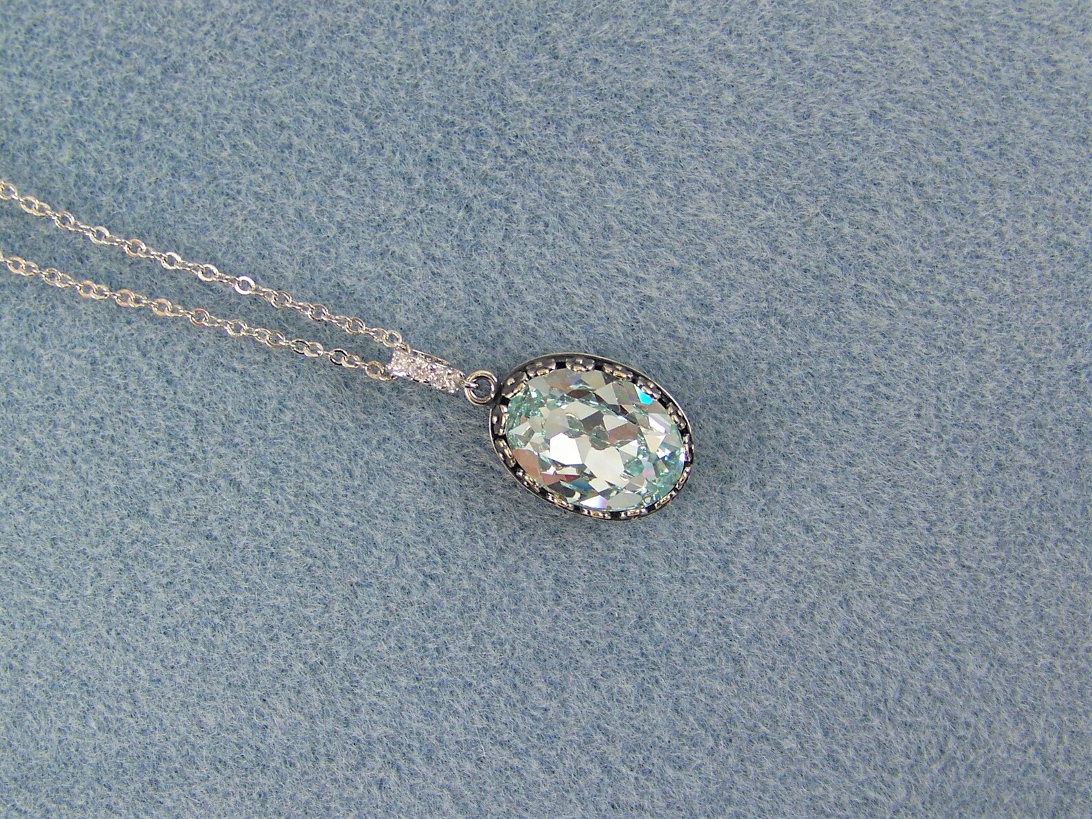 Azure Blue Necklace, Aquamarine Crystal Necklace, Crystal Azore Crystal ...