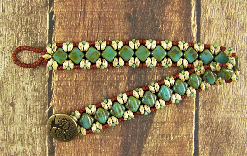 Turquoise Bracelet Matubo MiniDuo Bead Bracelet Hand | Etsy