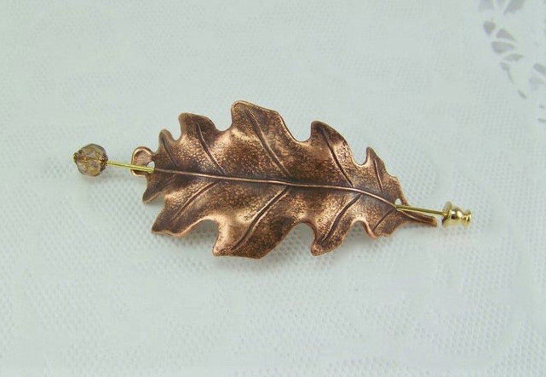 Oak Leaf Shawl Pin, Copper Oak Leaf, Shawl Pin, Oak Leaf Pin, Sweater ...