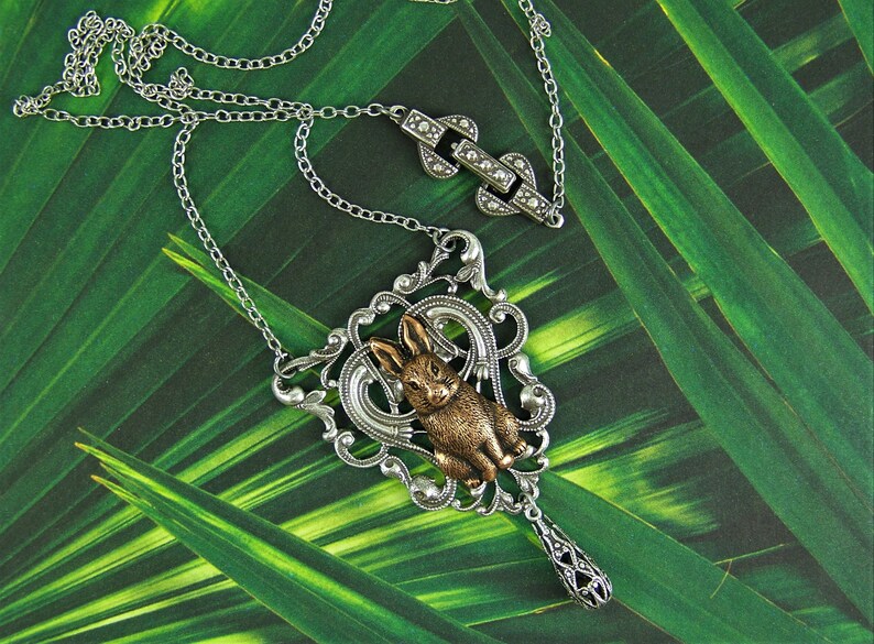 Rabbit Necklace, Bunny Necklace, Filigree Necklace, Peter Rabbit, Peter ...