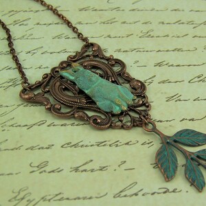 Rabbit Necklace, Bunny Necklace, Verdigris Rabbit, Filigree Necklace ...