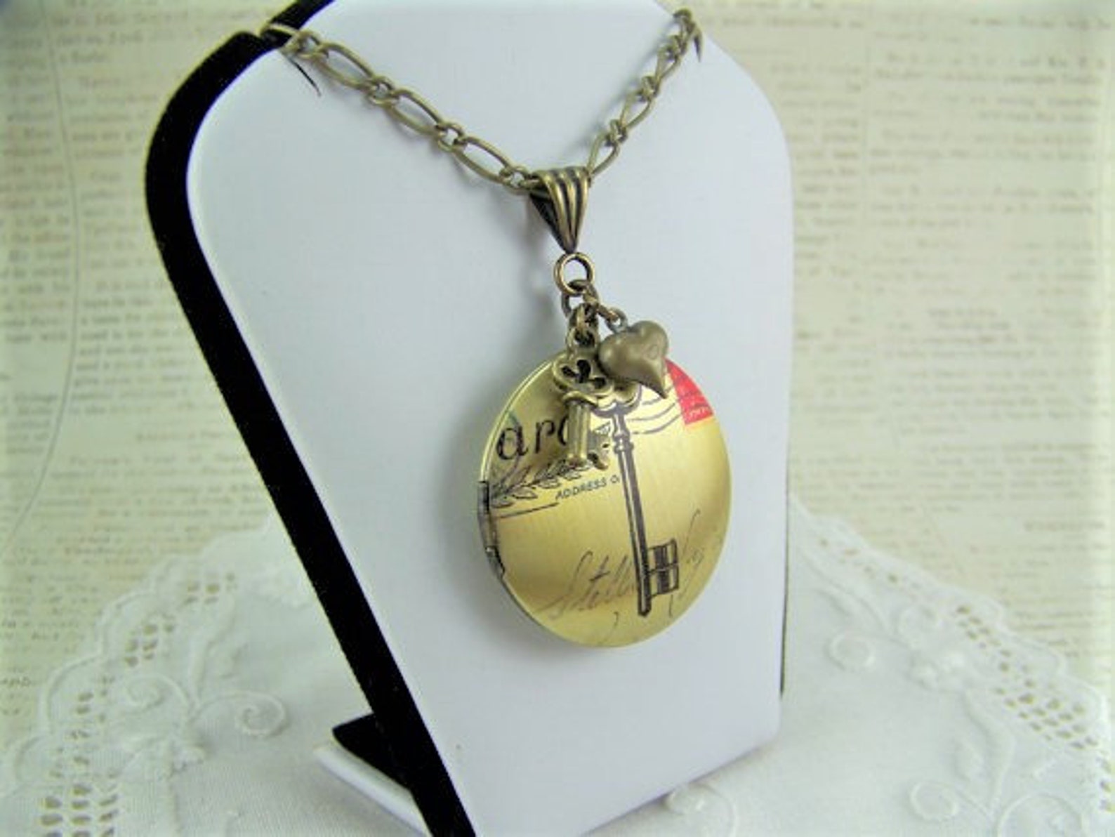 Key Locket Key to My Heart Postage Locket Letter Locket - Etsy