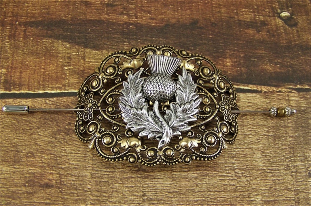Thistle Pin, Filigree Thistle Pin, Silver Thistle, Bronze Thistle Pin ...