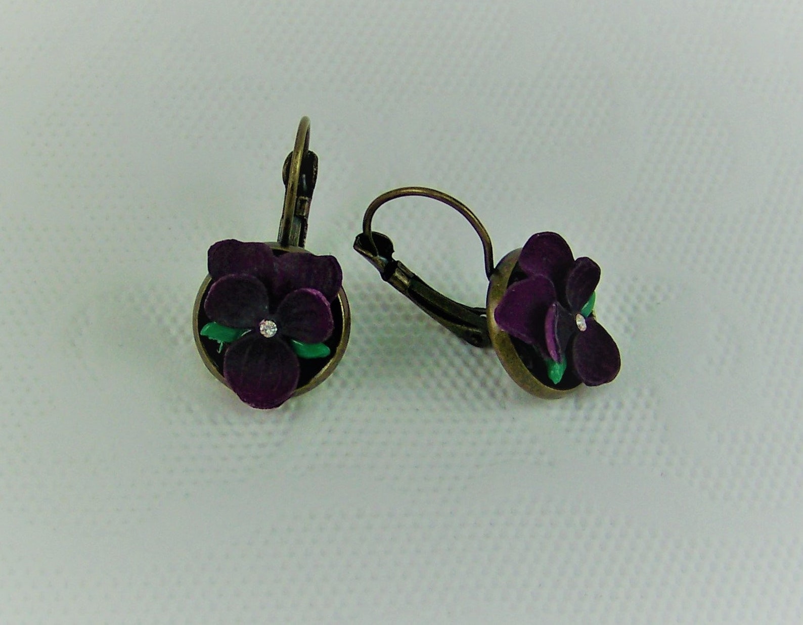 Violet Flower Earrings Deep Purple Violets Violet Earrings | Etsy