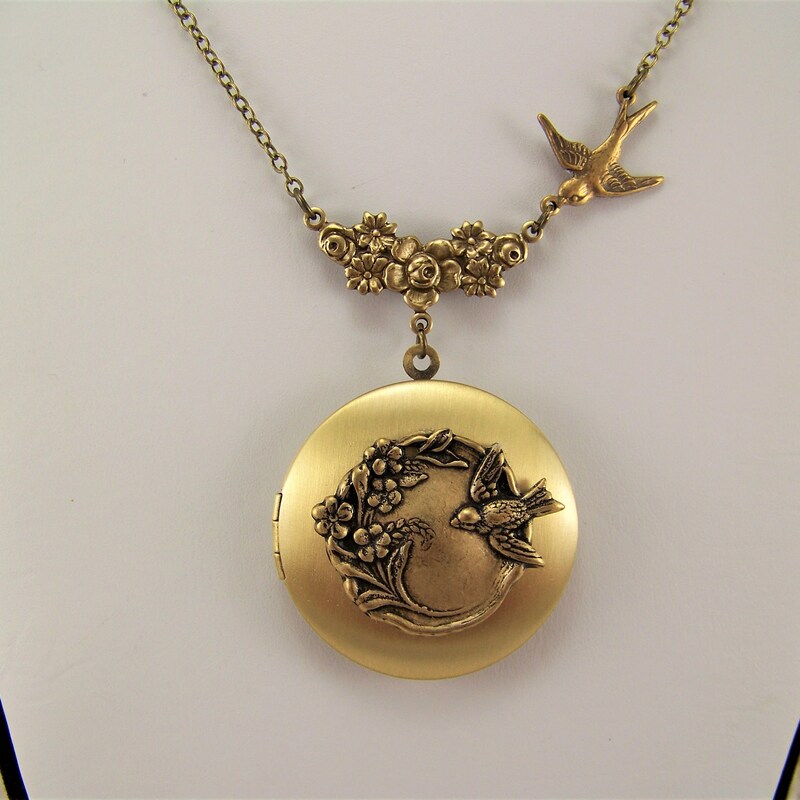 Bird Locket Necklace - Etsy