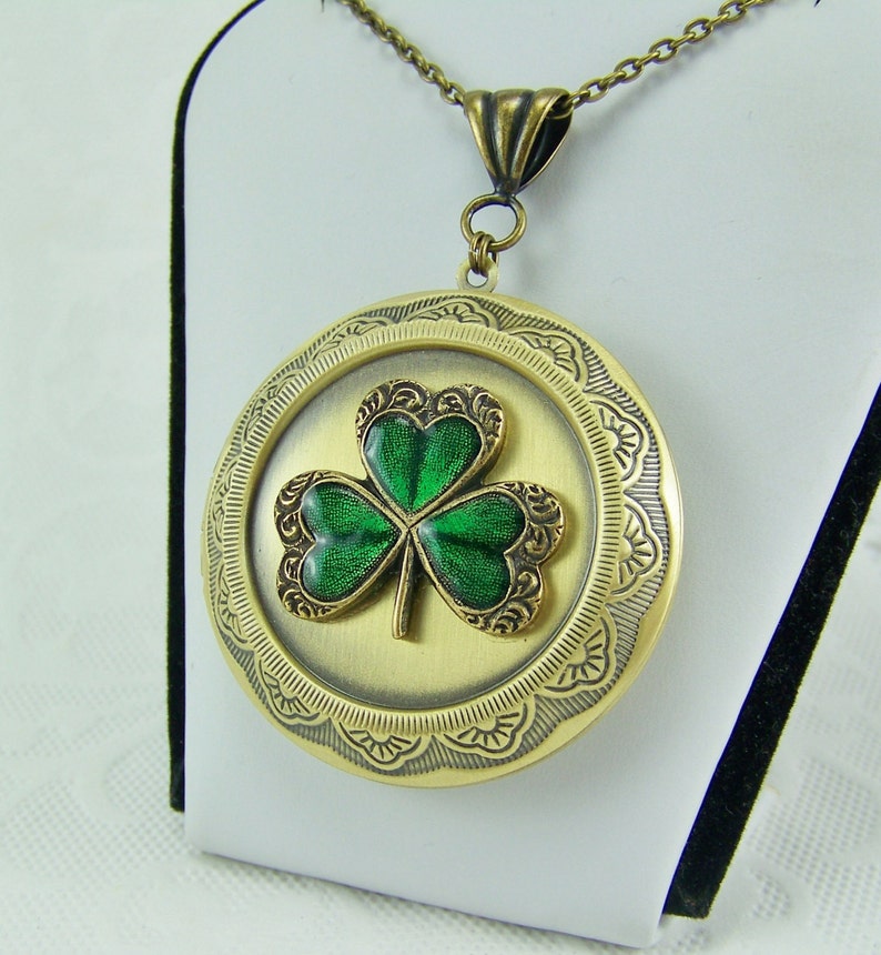 Shamrock Locket Large Clover Locket Irish Locket Four Leaf | Etsy