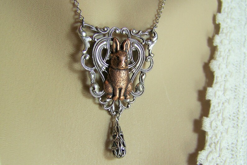 Rabbit Necklace Bunny Necklace Filigree Necklace Peter - Etsy