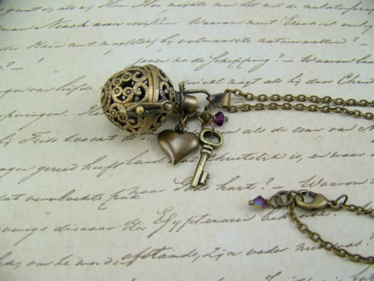 Magic Box Locket Filigreed Magic Box Gold Heart Key Charm - Etsy