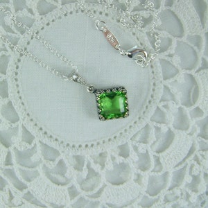 Peridot Crystal Necklace, Square Cut Peridot, Crystal Peridot, August ...