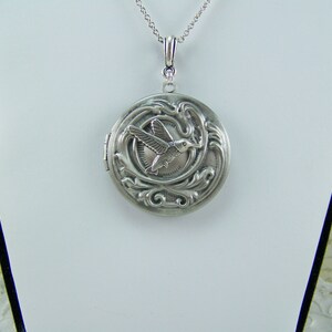 Hummingbird Locket, Embossed Locket, Silver Locket, Bird Locket ...