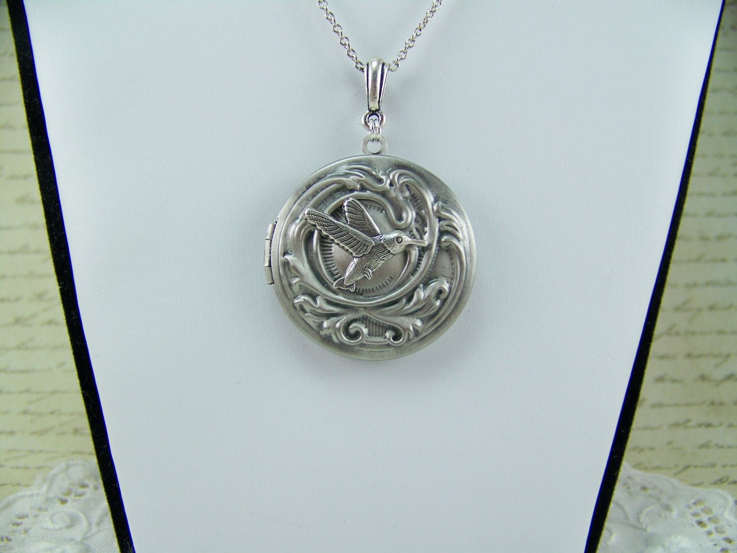Hummingbird Locket Embossed Locket Silver Locket Bird - Etsy
