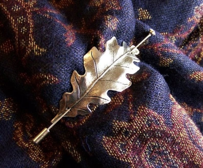 Silver Oak Leaf Pin Shawl Pin Scarf Pin Oak Leaf Pin | Etsy