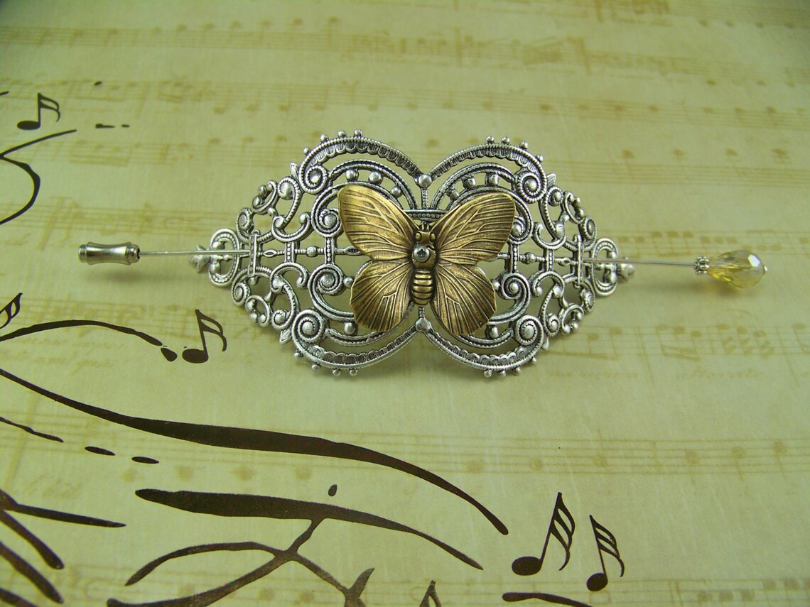 Butterfly Shawl Pin Silver Filigree Shawl Pin Scarf Pin - Etsy