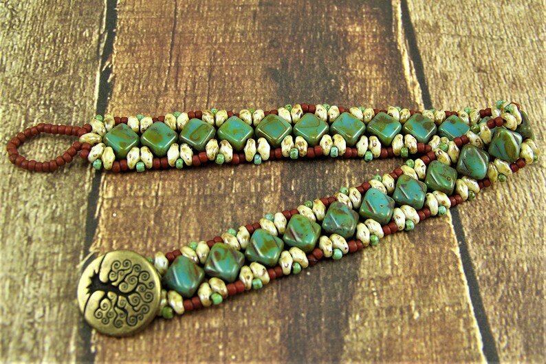 Turquoise Bracelet Matubo MiniDuo Bead Bracelet Hand | Etsy