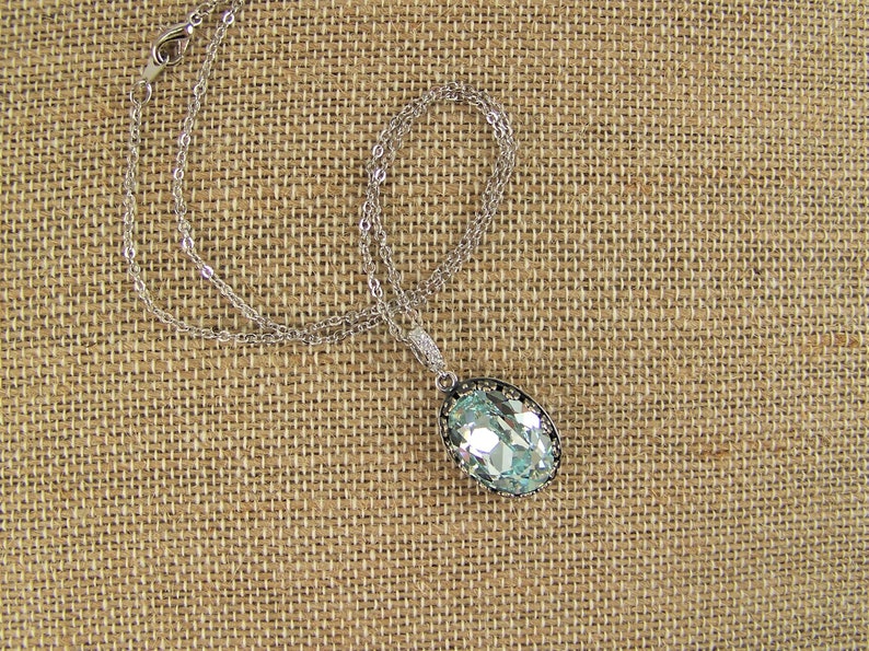 Azure Blue Necklace, Aquamarine Crystal Necklace, Crystal Azore Crystal ...