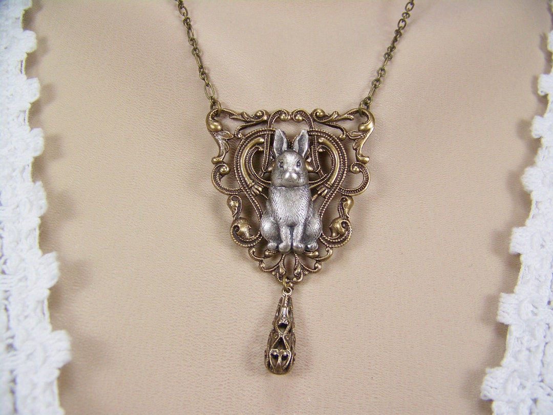Rabbit Necklace, Bunny Necklace, Silver Rabbit, Filigree Necklace ...
