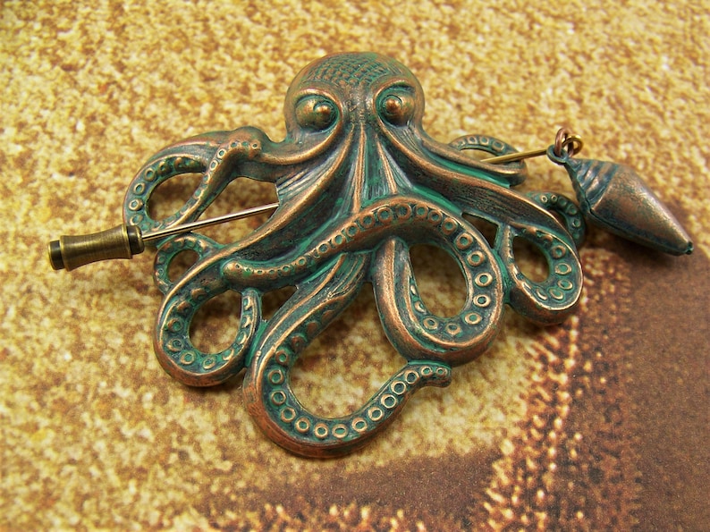 Octopus Pin Ocean Pin Octopus Shawl Pin Sarong Pin Beach | Etsy