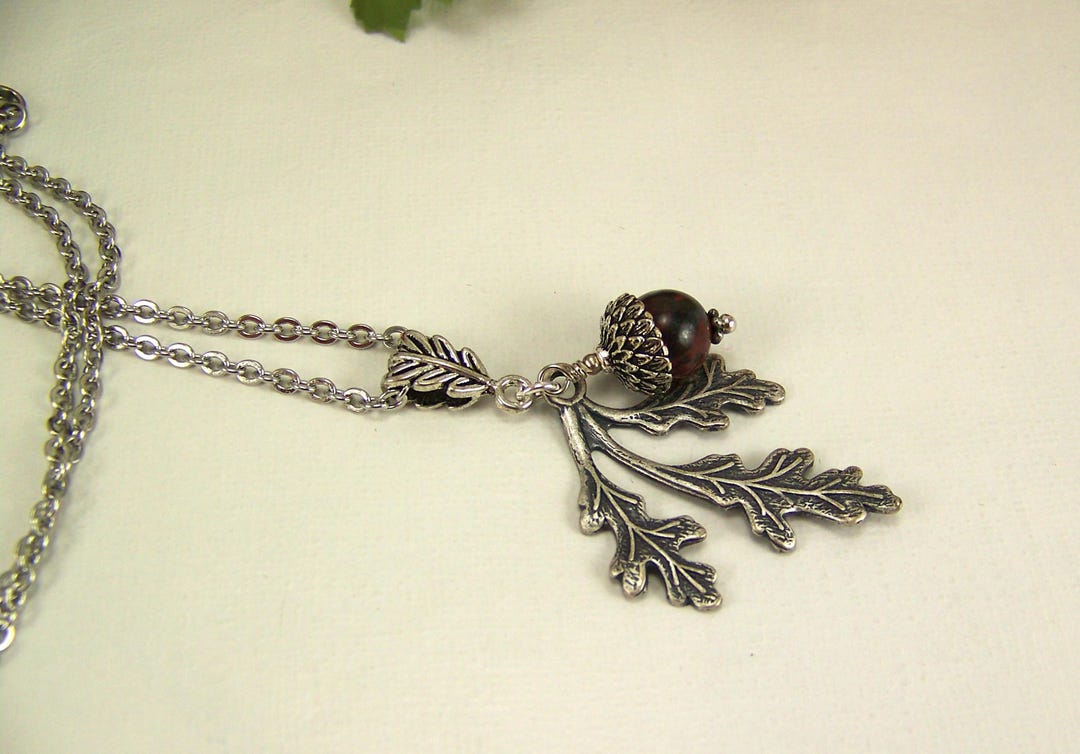 Silver Acorn Necklace, Silver Oak Leaf Necklace, Acorn and Oak Leaf ...