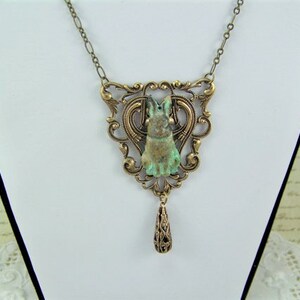 Rabbit Necklace, Bunny Necklace, Verdigris Rabbit, Filigree Necklace ...