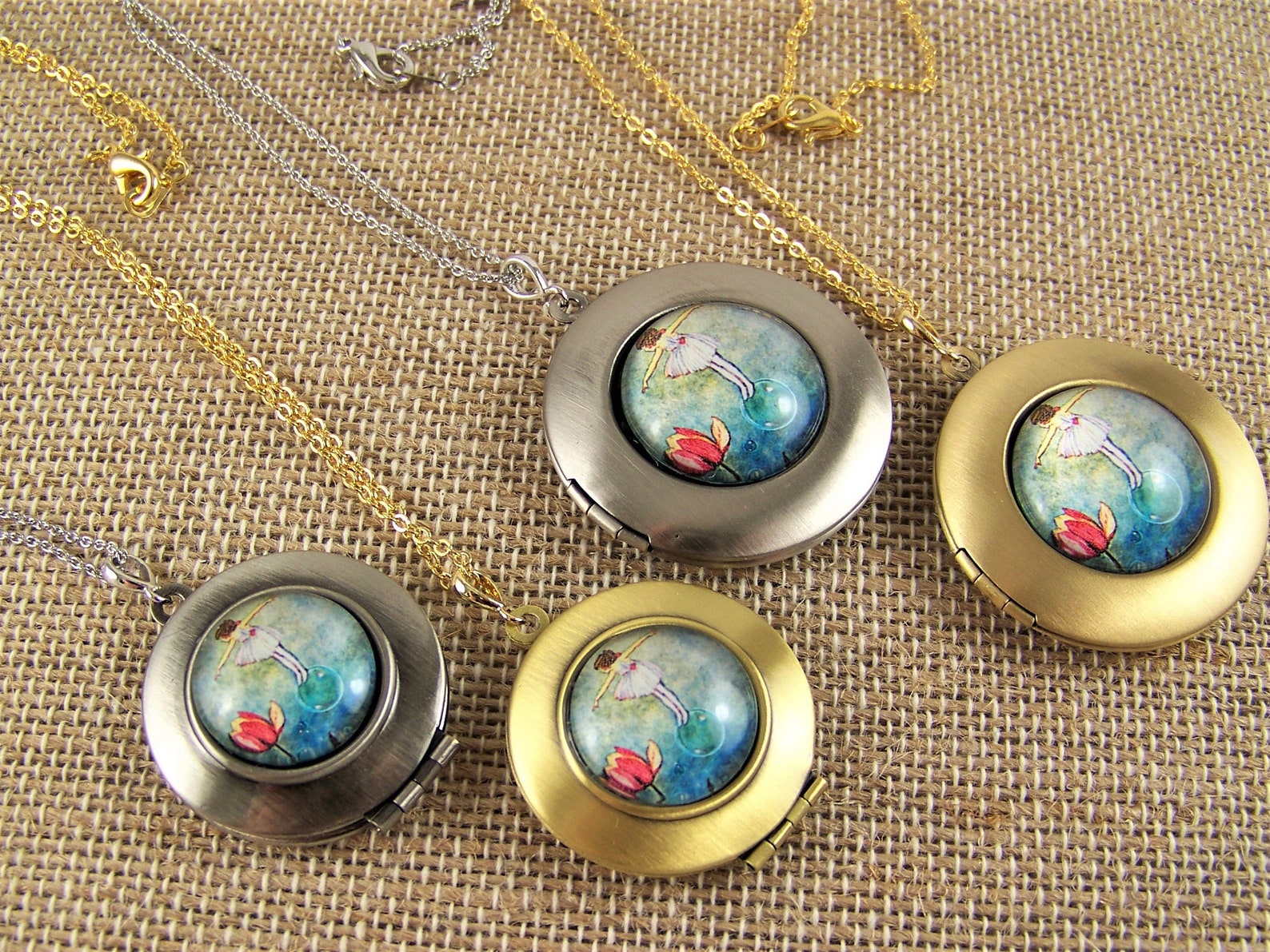 Ballerina Locket Fairy Locket Fairy Garden Locket Girl on a | Etsy