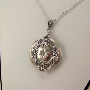 Floral Silver Locket, Raised Flower Locket, Rose Designed Locket ...