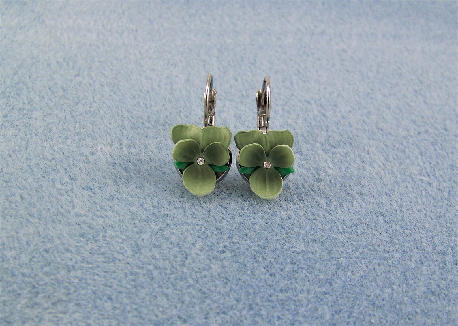 Violet Flower Earrings, Green Violets, Pansy Earrings, Violet Earrings ...