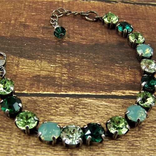 Green Crystal Bracelet 8mm Tennis Bracelet Cup Chain - Etsy