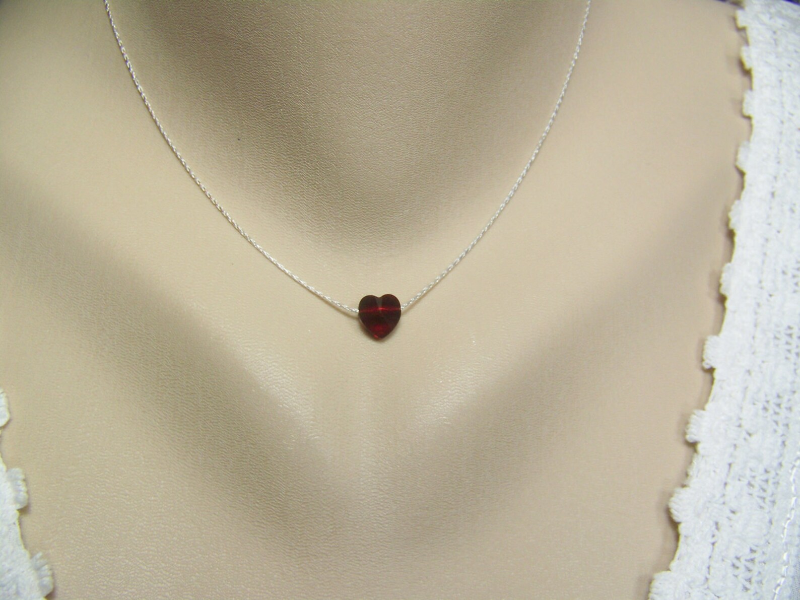 Ruby Heart Necklace Valentine Necklace Sweetheart Necklace - Etsy