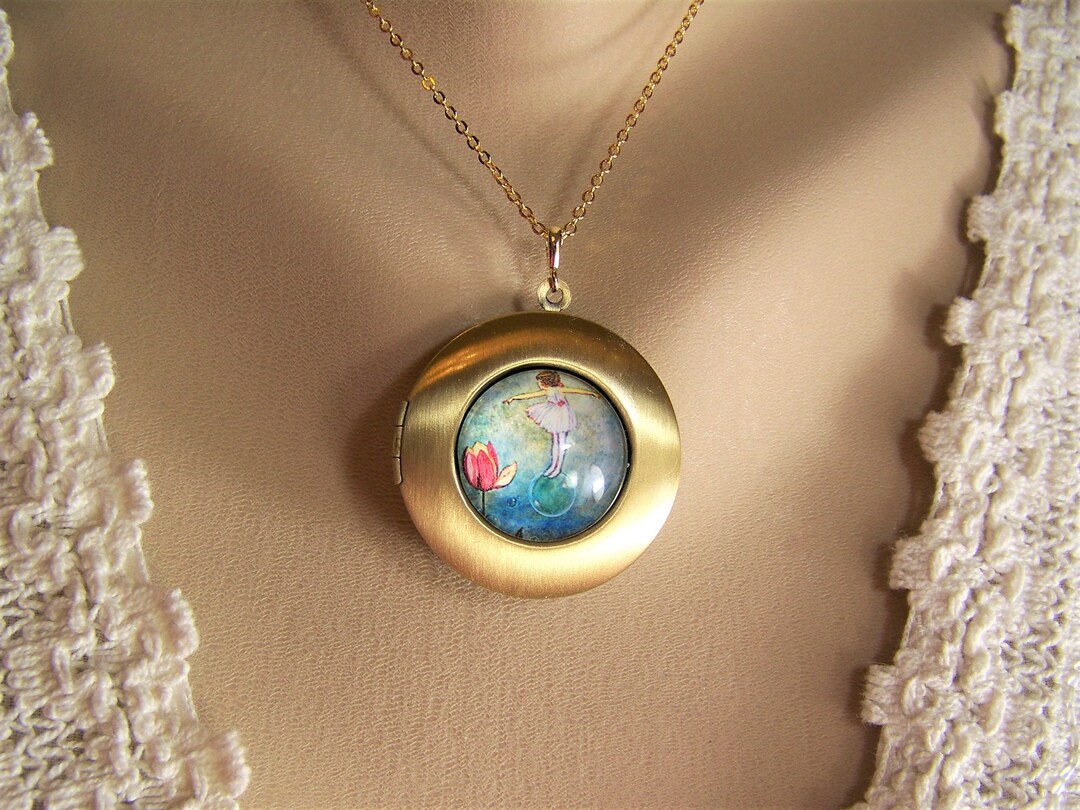 Ballerina Locket, Fairytale Locket, Fairy Garden Locket, Child's Locket ...