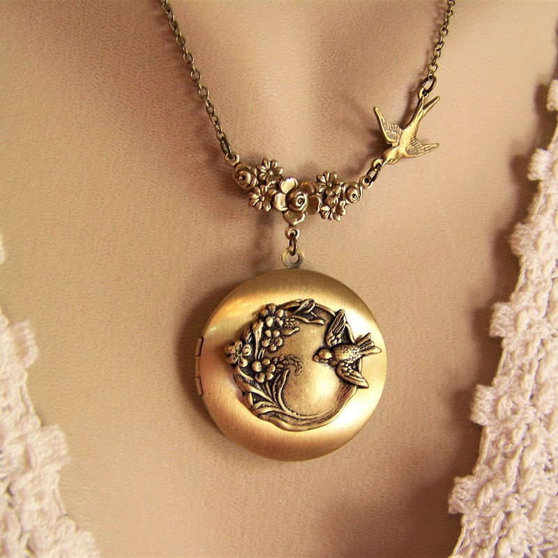 Bird Locket Necklace - Etsy