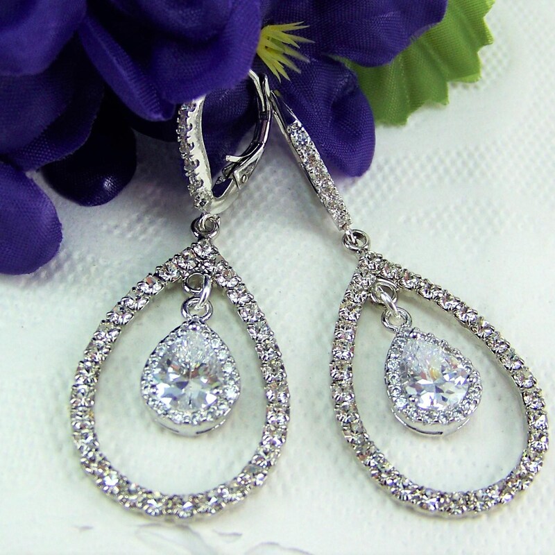 Teardrop Wedding Earrings - Etsy