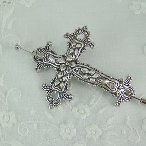 Cross Scarf Pin, Shawl Pin, Flower Cross, Cross Pin, Ornate Cross Pin ...