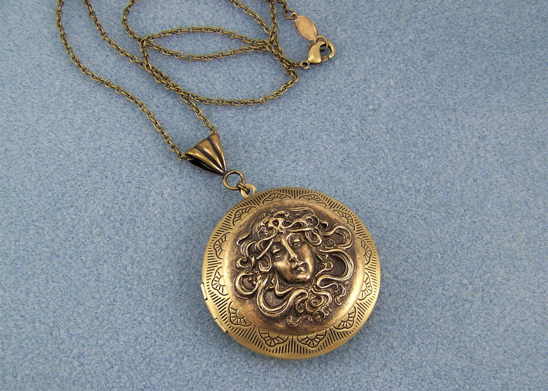 Victorian Locket, Repoussage Maiden Cameo Locket, Medusa Locket, Fairy ...