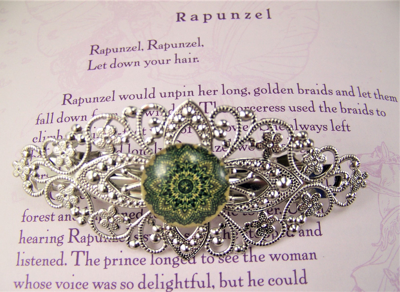 Hair Barrette, Filigree Barrette, Silver Barrette, Hair Clasp, French ...