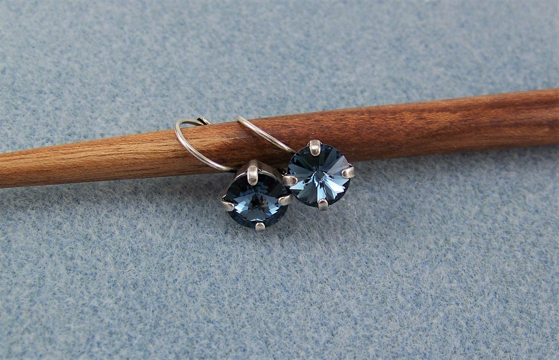 Denim Blue Earrings Cup Set Earrings Blue Denim Earrings - Etsy