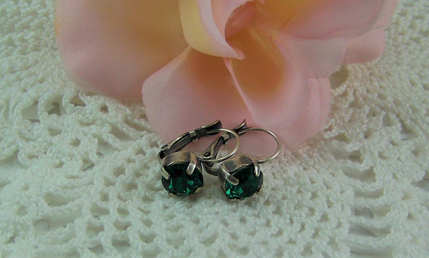 Emerald Earrings Cup Set Earrings Swarovski Emeralds | Etsy