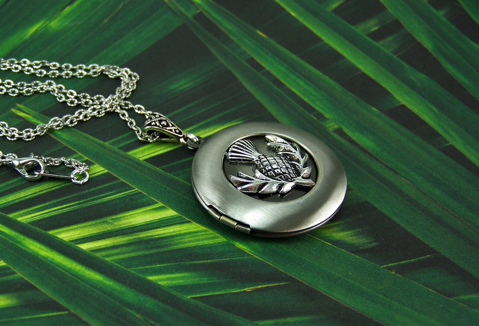 Thistle Locket Scottish Thistle Locket Thistle Necklace | Etsy