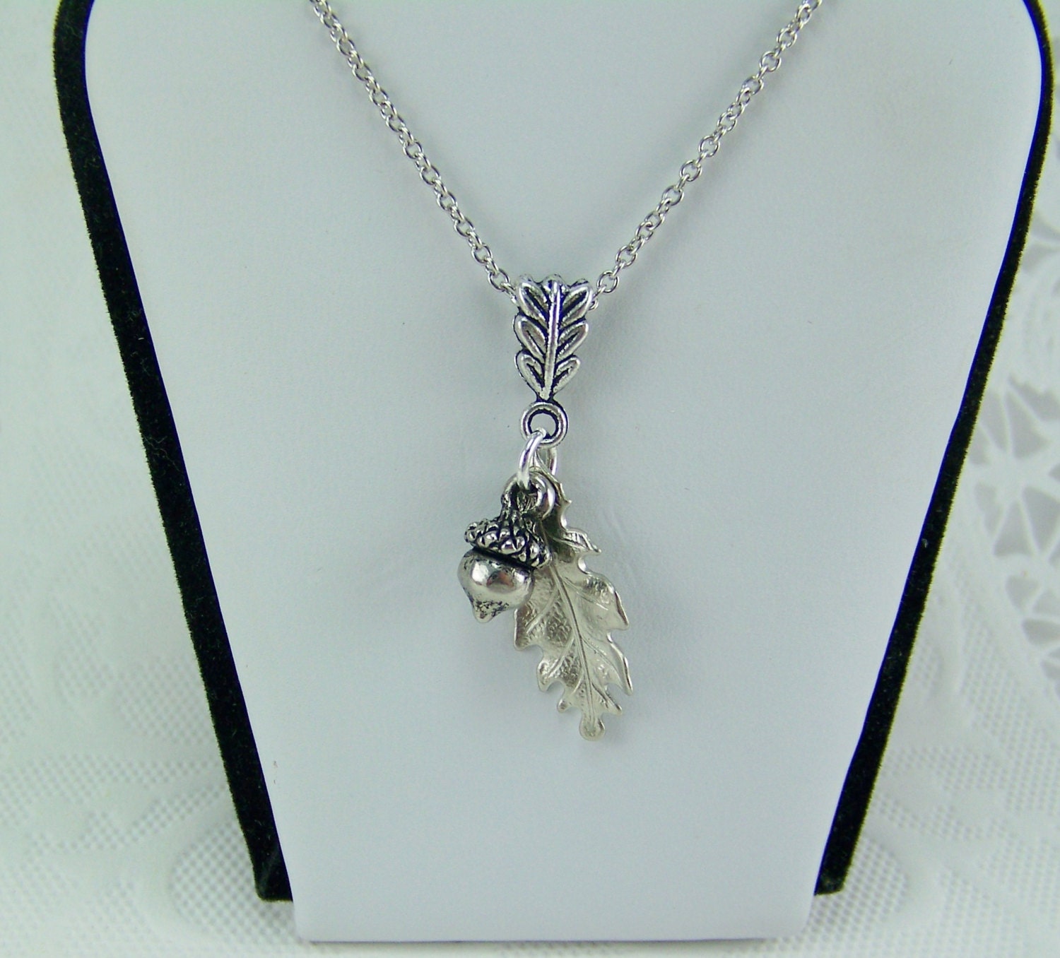 Silver Acorn Necklace Silver Oak Leaf Necklace Acorn and Oak | Etsy