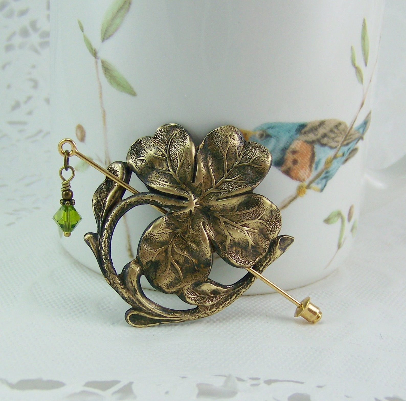 Shamrock Shawl Pin Clover Pin Irish Pin Sweater Pin Scarf - Etsy