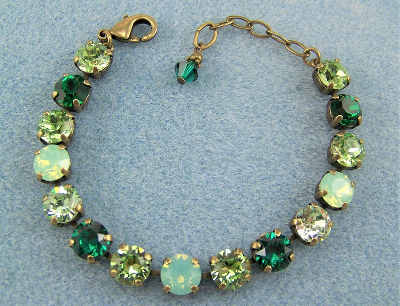 Green Crystal Bracelet, 8mm Tennis Bracelet, Austrian Crystal Bracelet ...