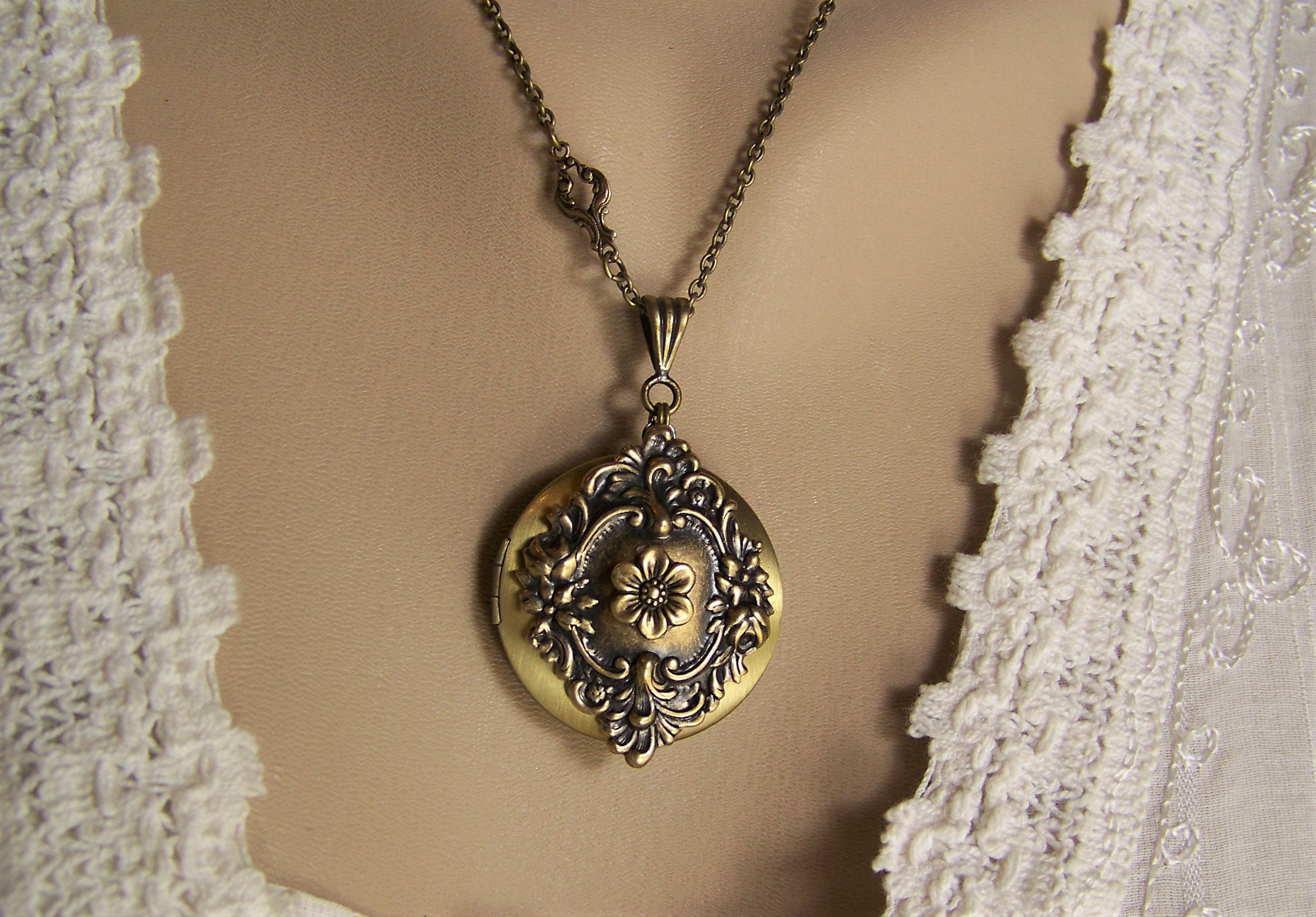 Floral Locket Forget Me Not Locket Rose Designed Locket | Etsy