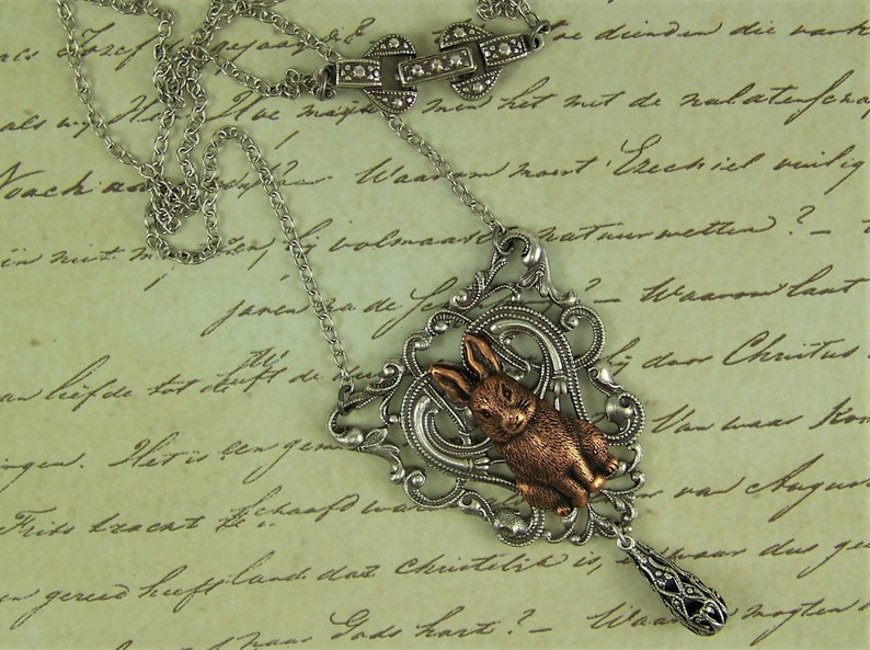 Rabbit Necklace, Bunny Necklace, Filigree Necklace, Peter Rabbit, Peter ...