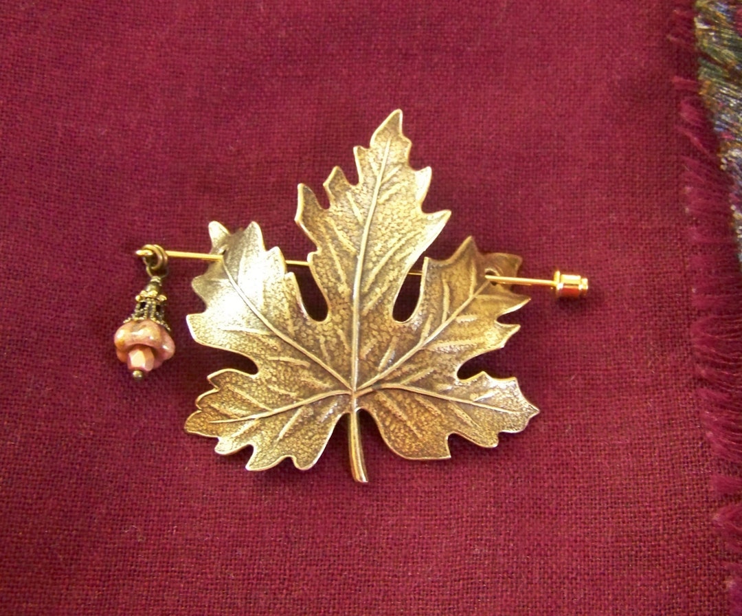 Maple Leaf Pin, Shawl Pin, Scarf Pin, Sweater Pin, Bronze Maple Leaf ...